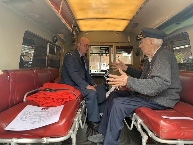 Great-grandad recalls ambulance career as paramedics transport him back ...